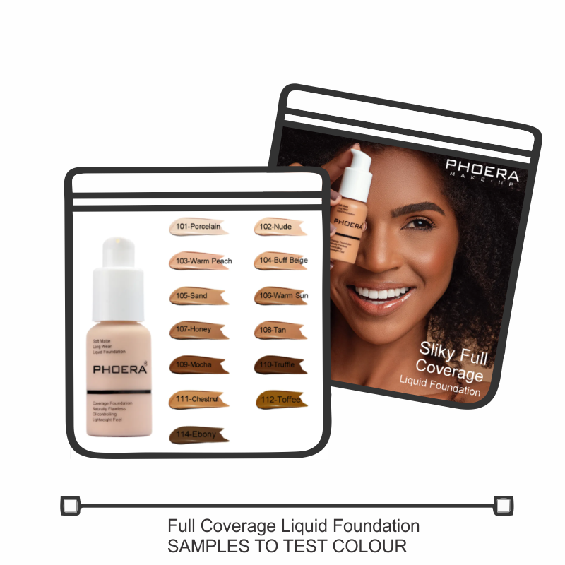 Full Coverage Liquid Foundation SAMPLES TO TEST COLOUR - Phoera Cosmetics